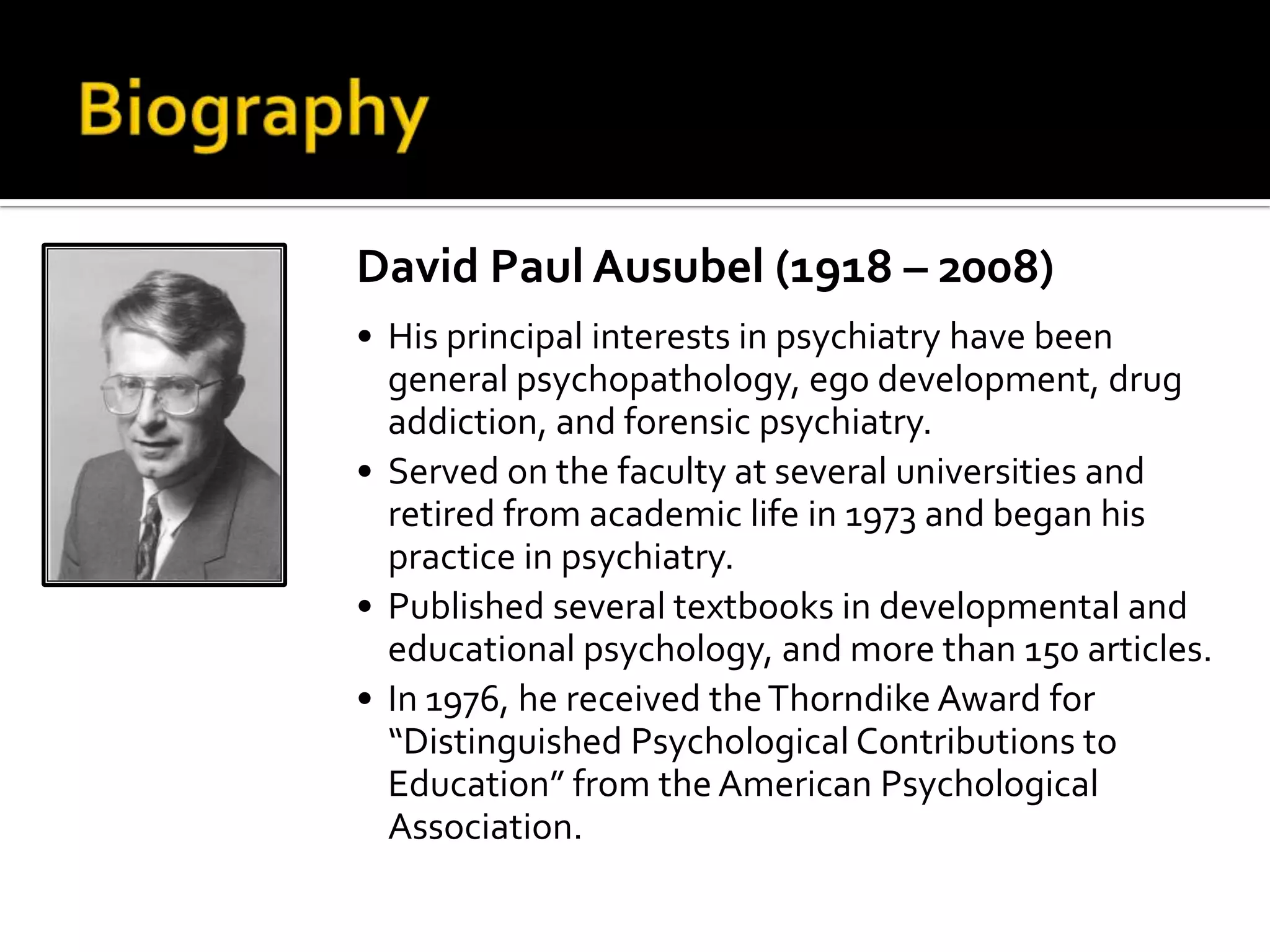 Subsumption theory by_david_paul_ausubel | PPTX