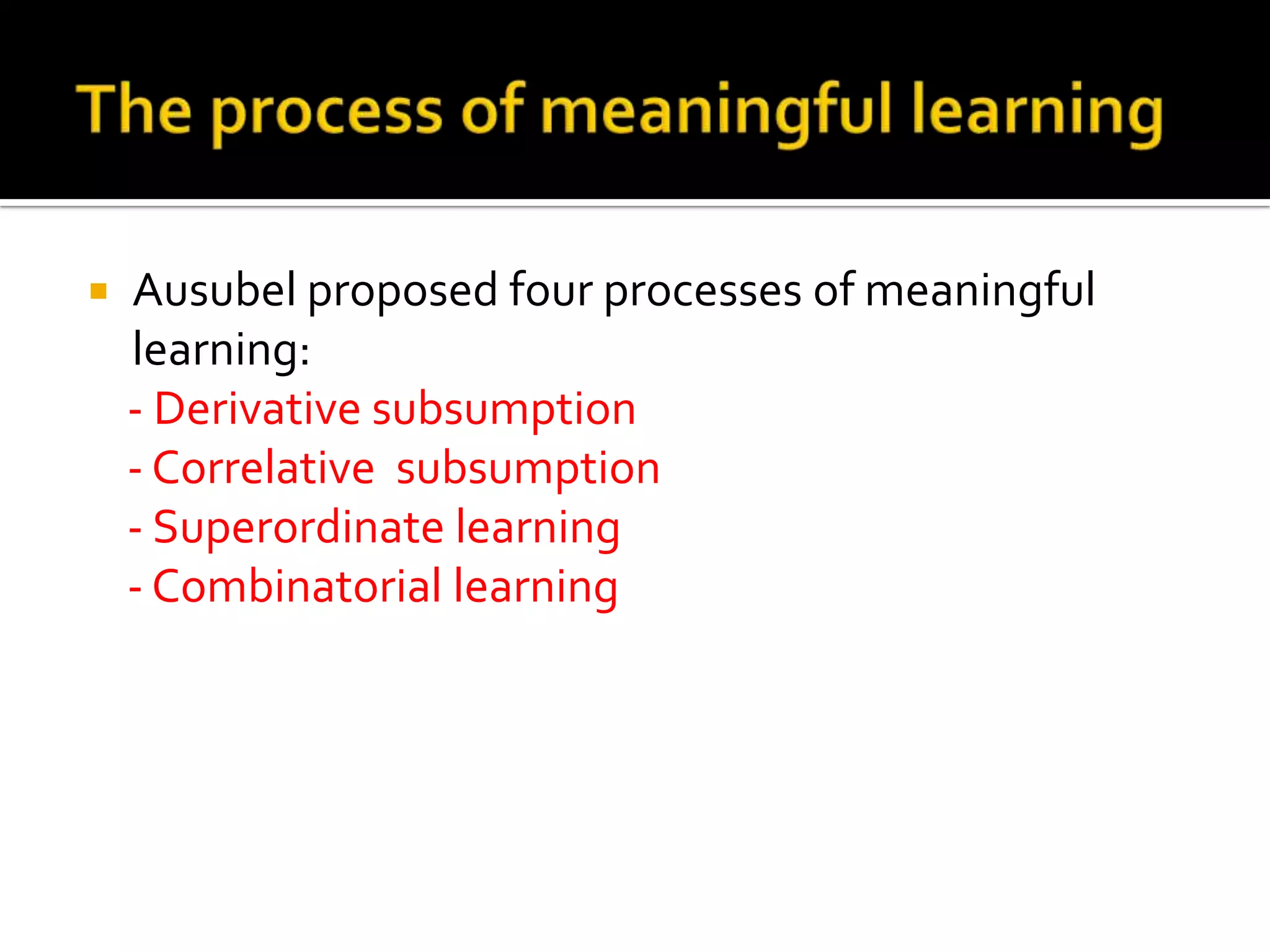 Subsumption theory by_david_paul_ausubel | PPTX