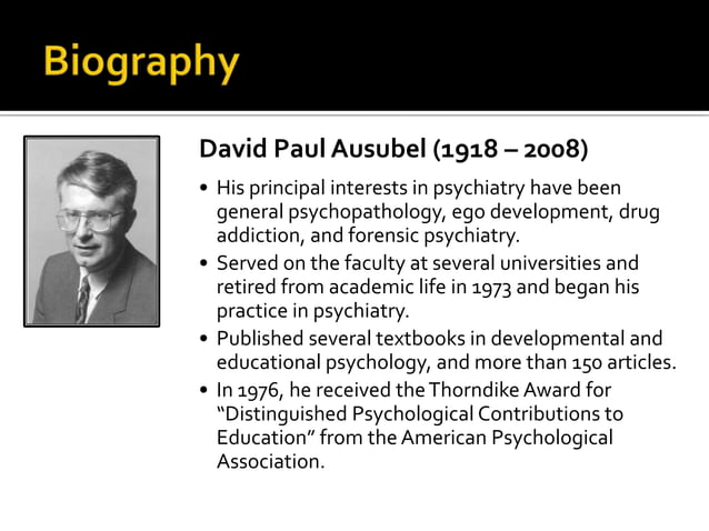 Subsumption theory by_david_paul_ausubel | PPTX | Educational ...