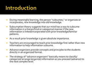 Subsumption theory by_david_paul_ausubel | PPTX