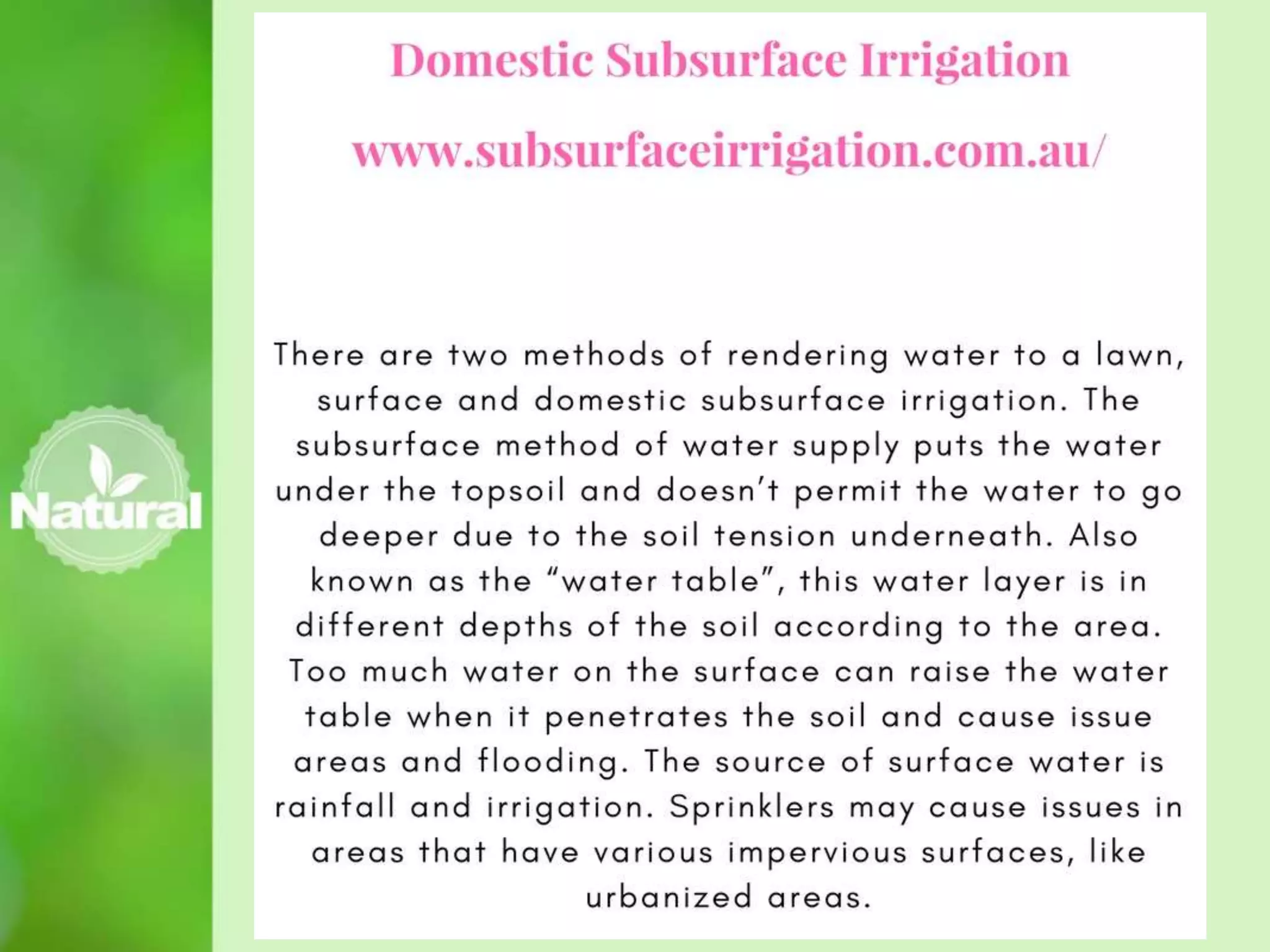 Subsurface drip irrigation | PPTX
