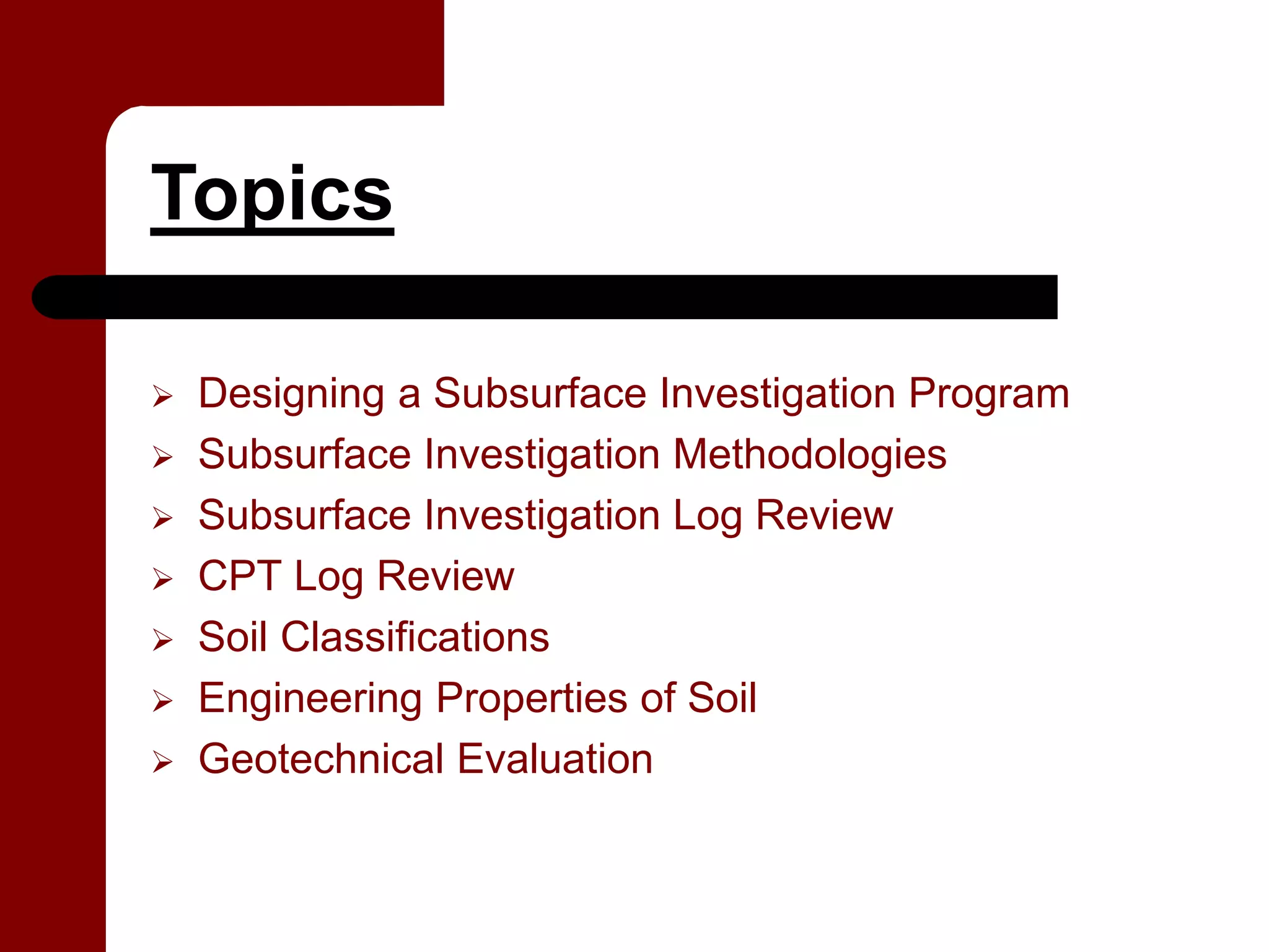Subsurface Investigation and Geotechnical Evaluation | PDF