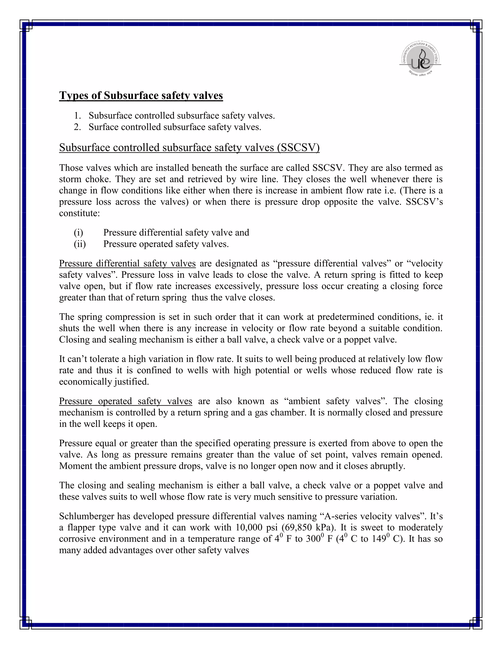 Subsurface safety valves | PDF