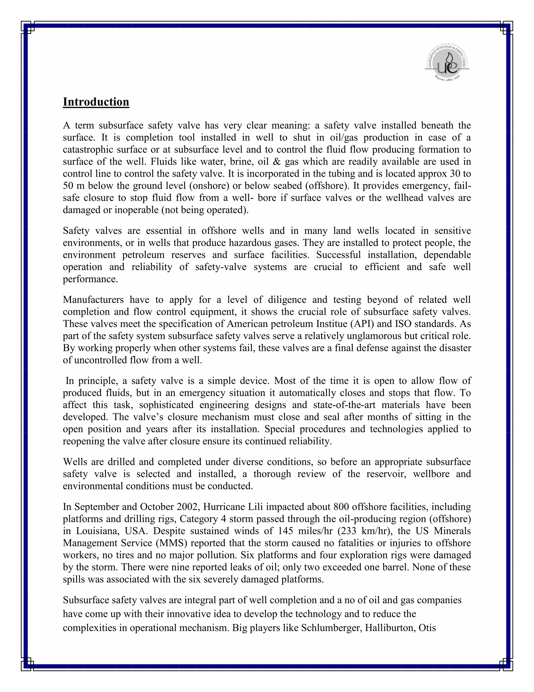 Subsurface safety valves | PDF