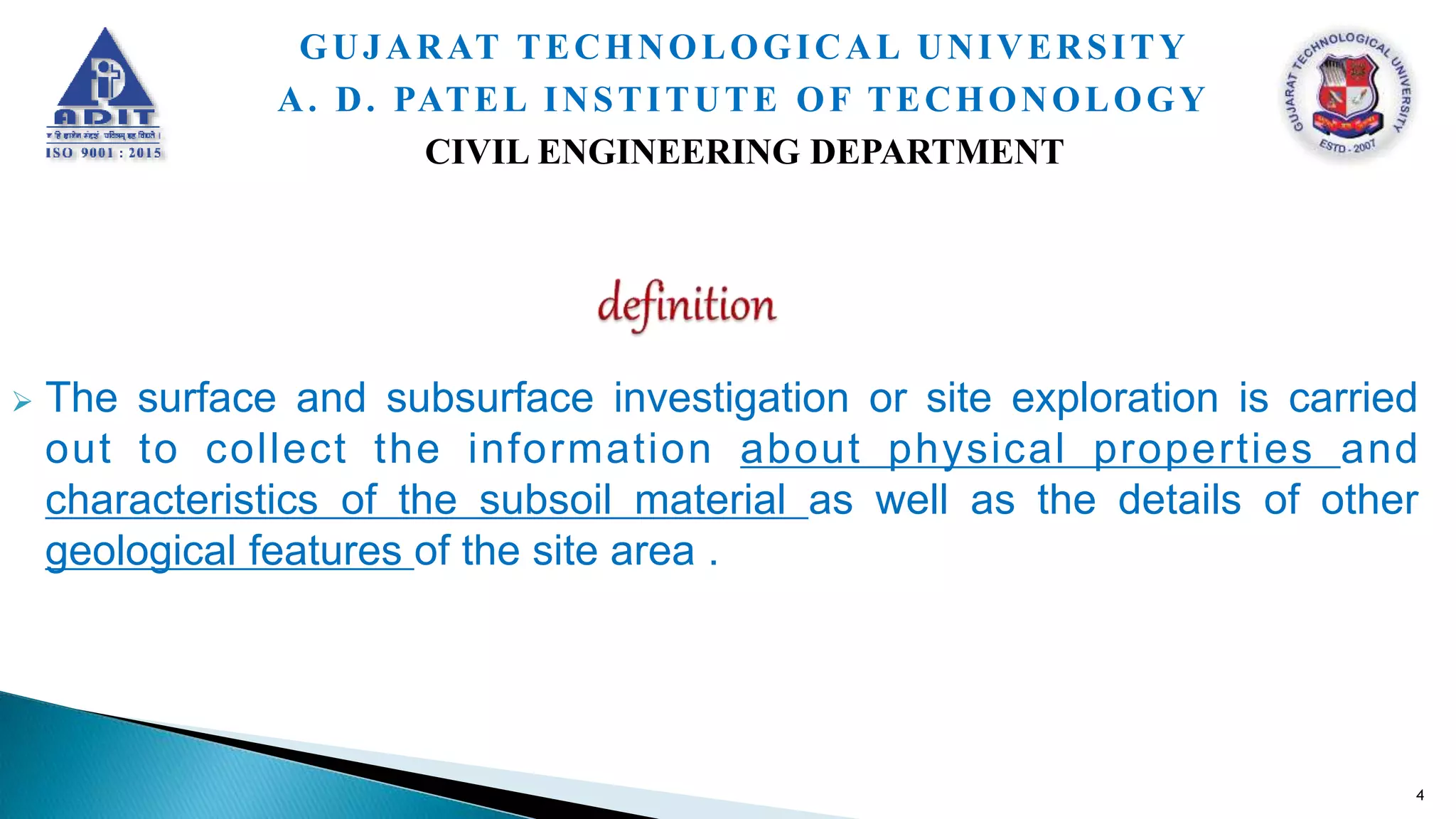 Subsurface site exploration | PPTX