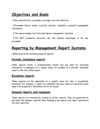 Sub systems of information system - MIS | DOCX