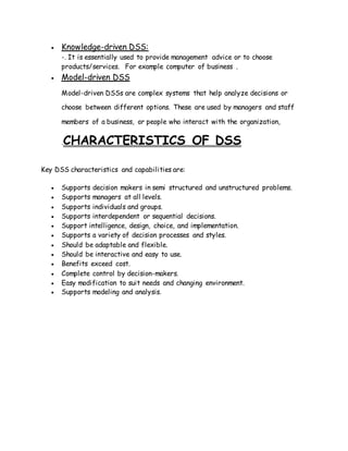 Sub systems of information system - MIS | DOCX