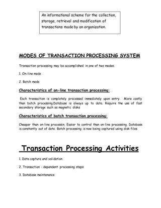 Sub systems of information system - MIS | DOCX