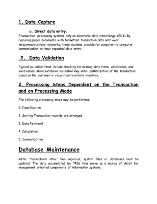 Sub systems of information system - MIS | DOCX