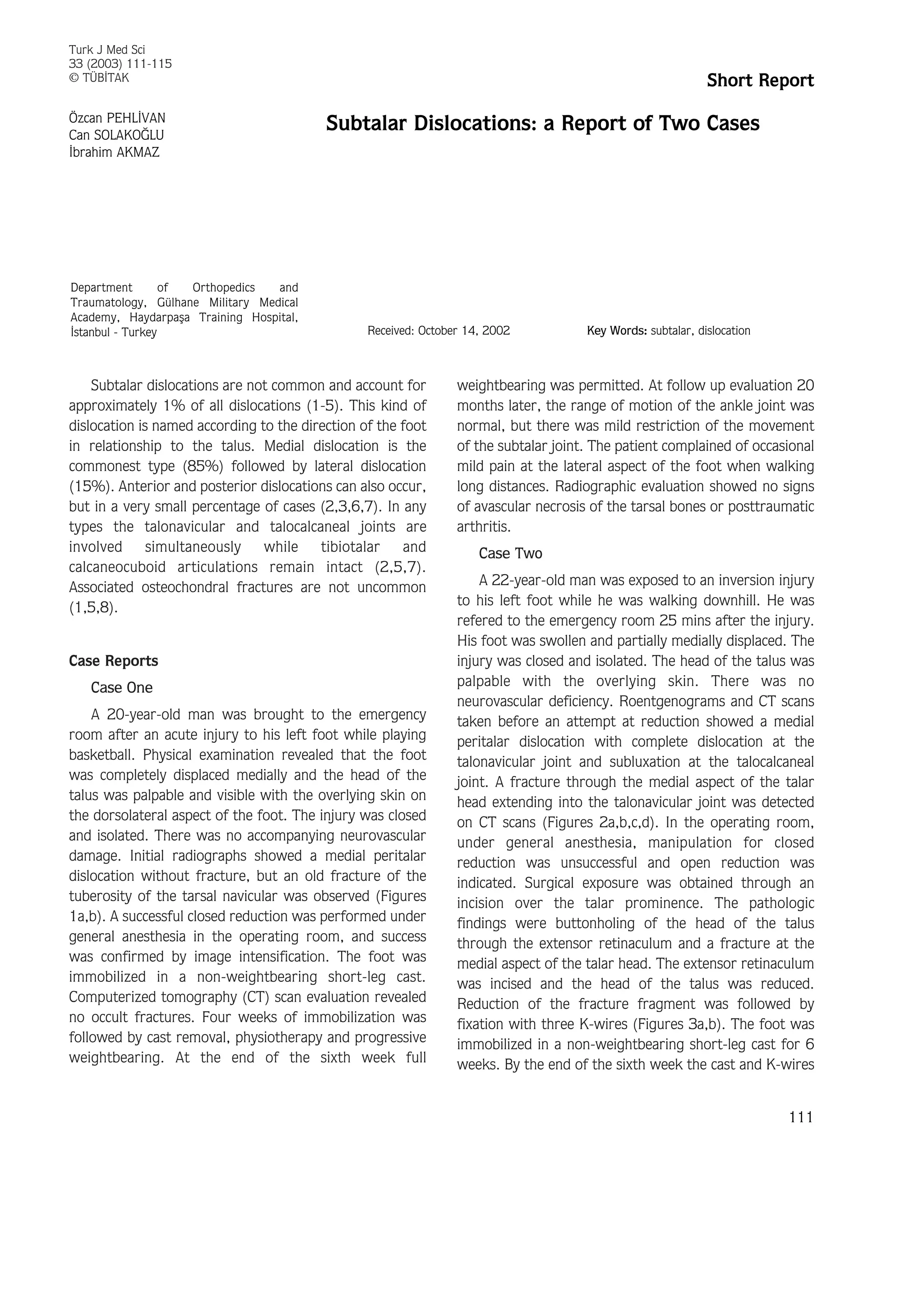 Subtalar Dislocation | PDF