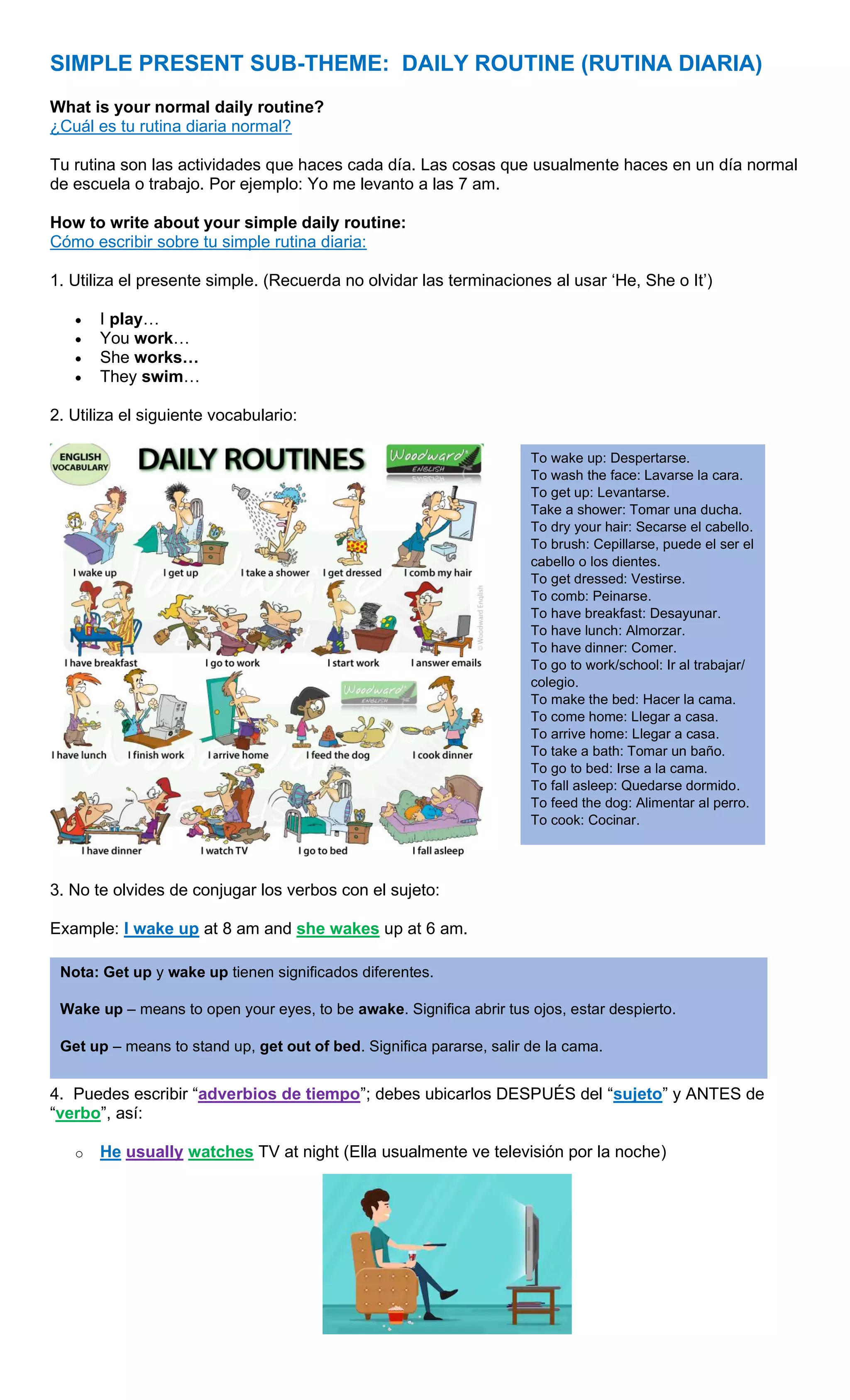 DAILY ROUTINE (RUTINA DIARIA) | PDF