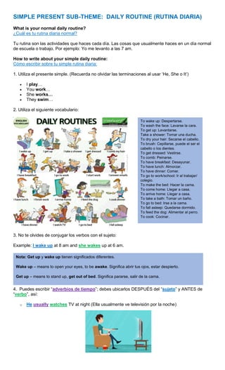 DAILY ROUTINE (RUTINA DIARIA) | PDF