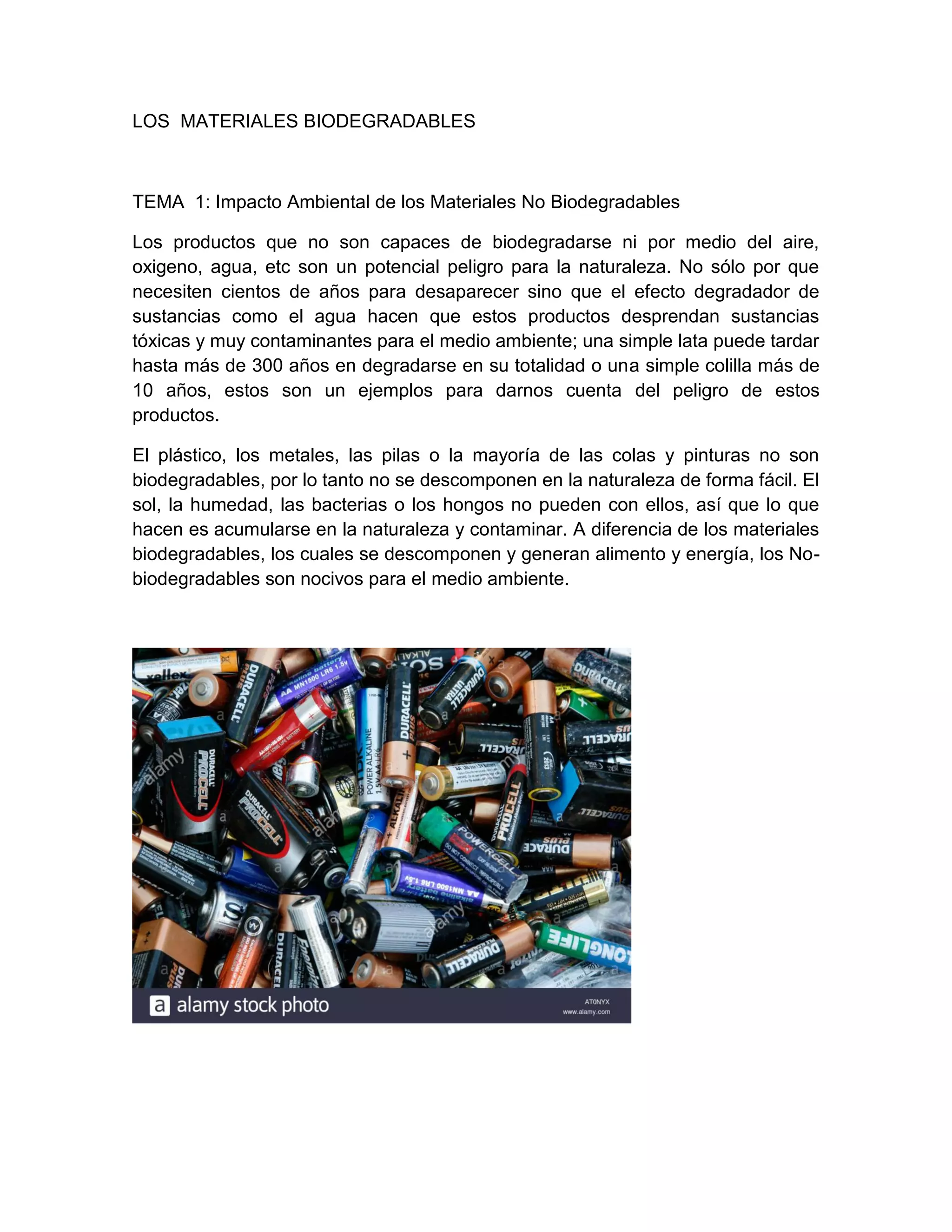 Impacto Ambiental de los Materiales No Biodegradables | PDF