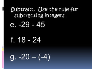 Subtracting Integers