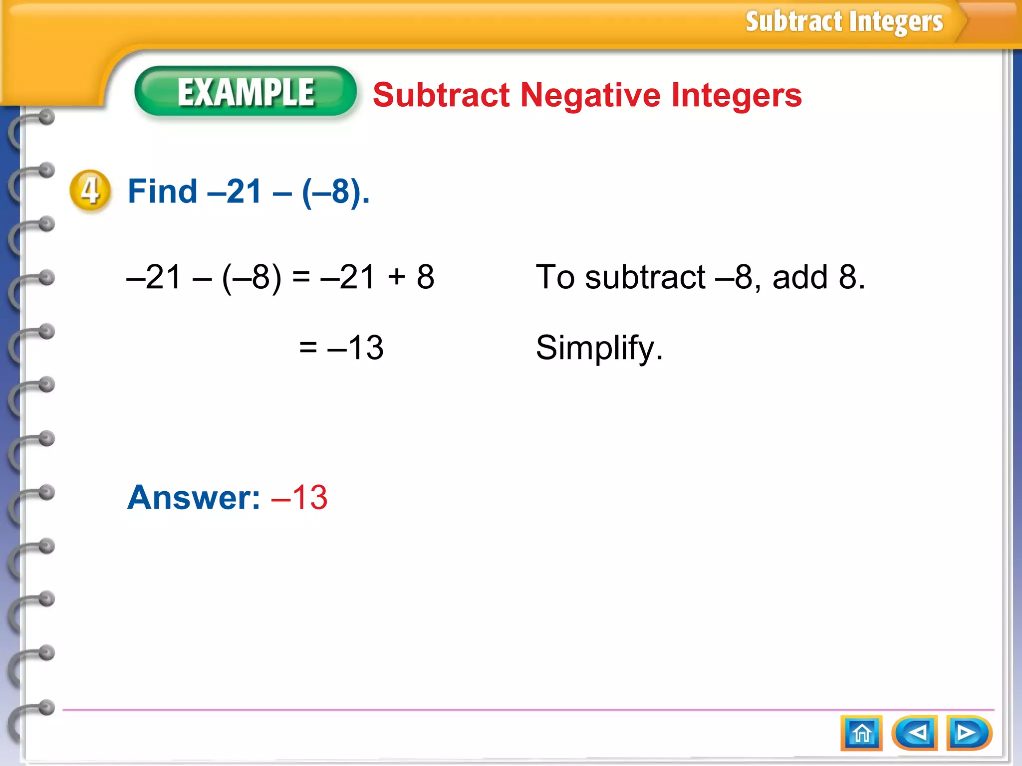 Subtract integers | PPT