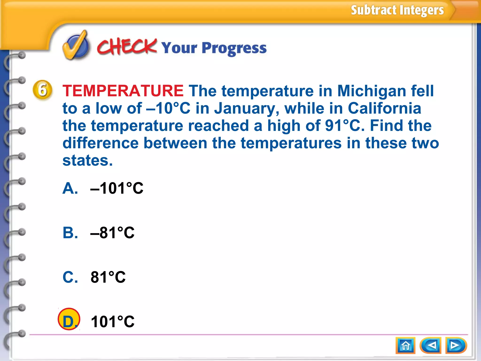 Subtract integers | PPT