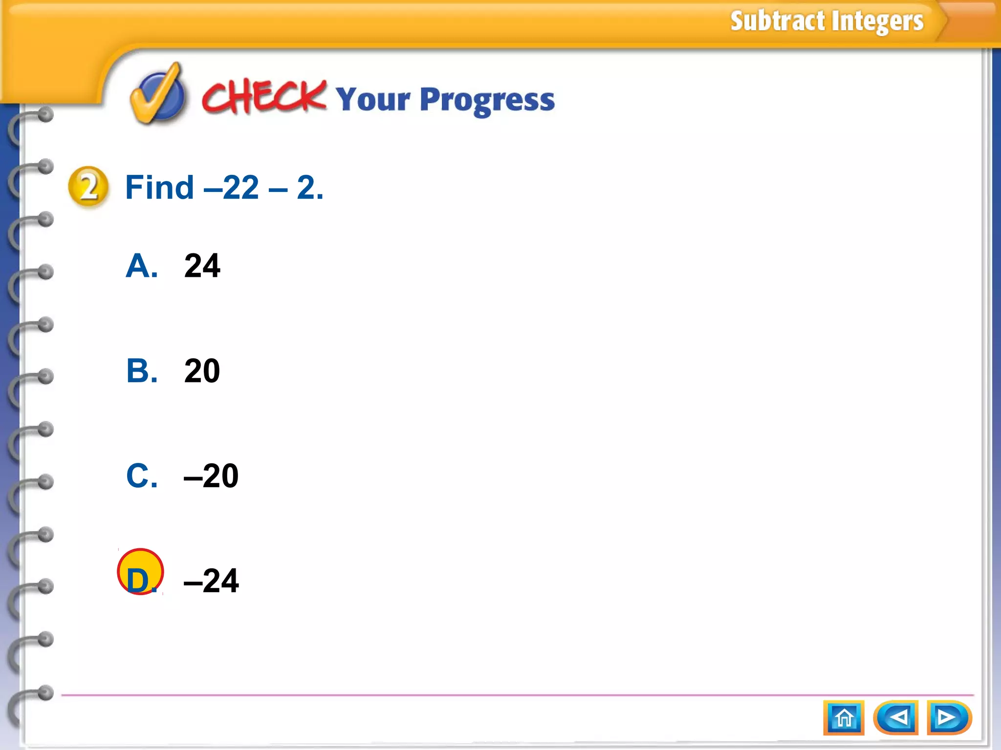 Subtract integers | PPT