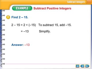 Subtract integers | PPT