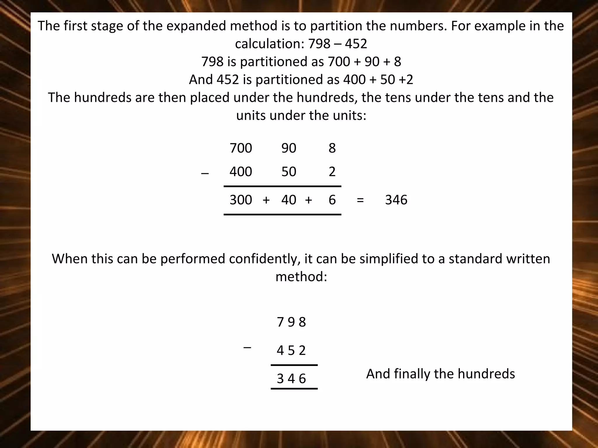 Subtraction Using An Expanded Method (part 1 of 5) | PPT