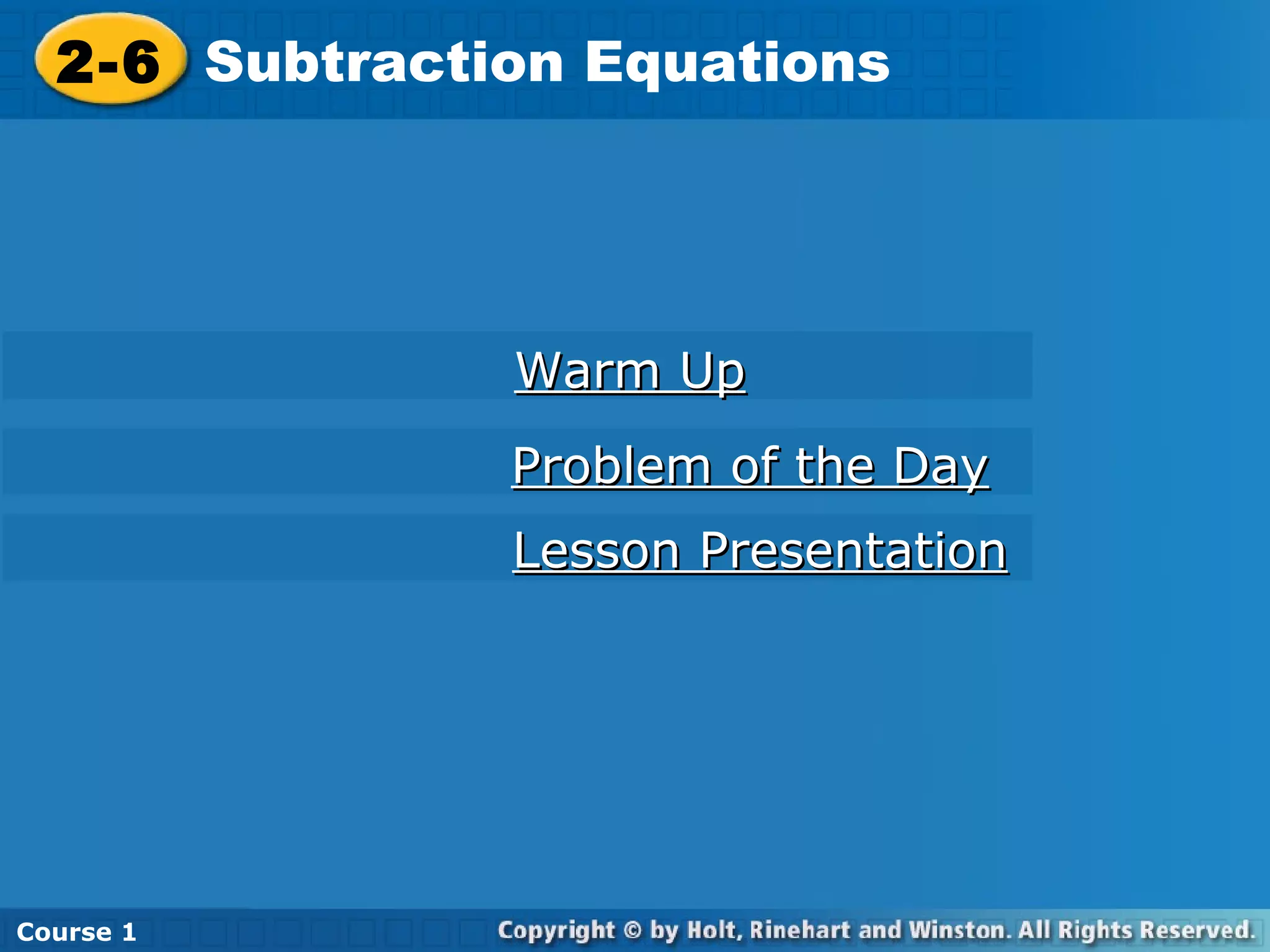 Subtraction equations | PPT