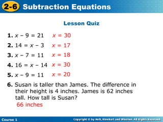 Subtraction equations | PPT