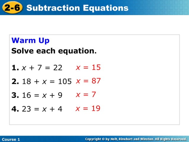 Subtraction equations | PPT