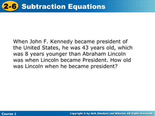 Subtraction equations | PPT