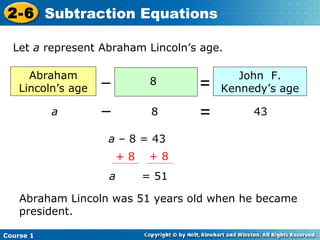 Subtraction equations | PPT