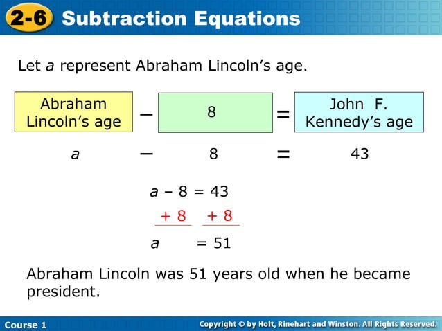 Subtraction equations | PPT
