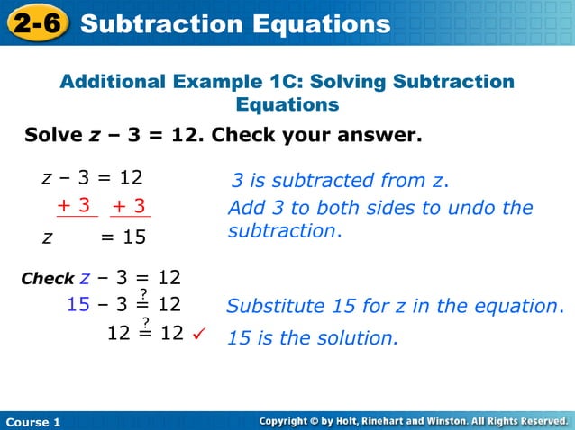 Subtraction equations | PPT