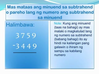 Subtraction (isinalin sa tagalog) | PPTX