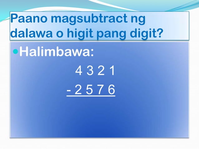 Subtraction (isinalin sa tagalog) | PPTX