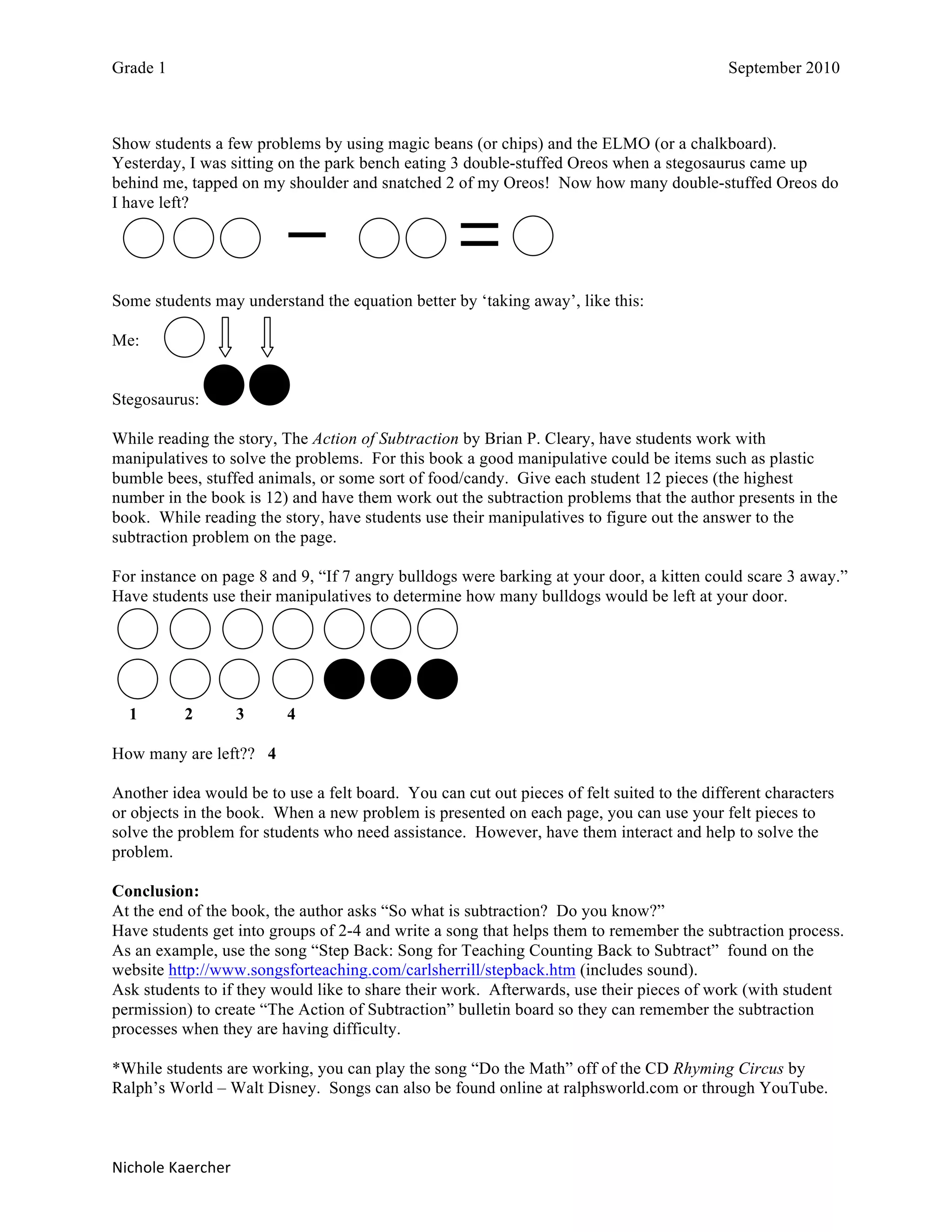Subtraction lesson plan2 | PDF | Homework and Study | Education