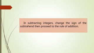 Subtraction of integers | PPTX