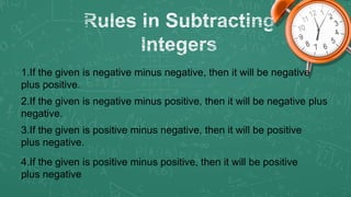 grade 7 mathematics about subtracting integers | PPTX
