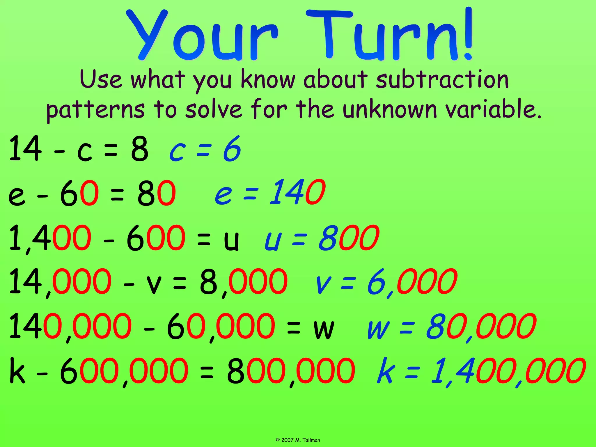 Subtraction patterns4th | PPT