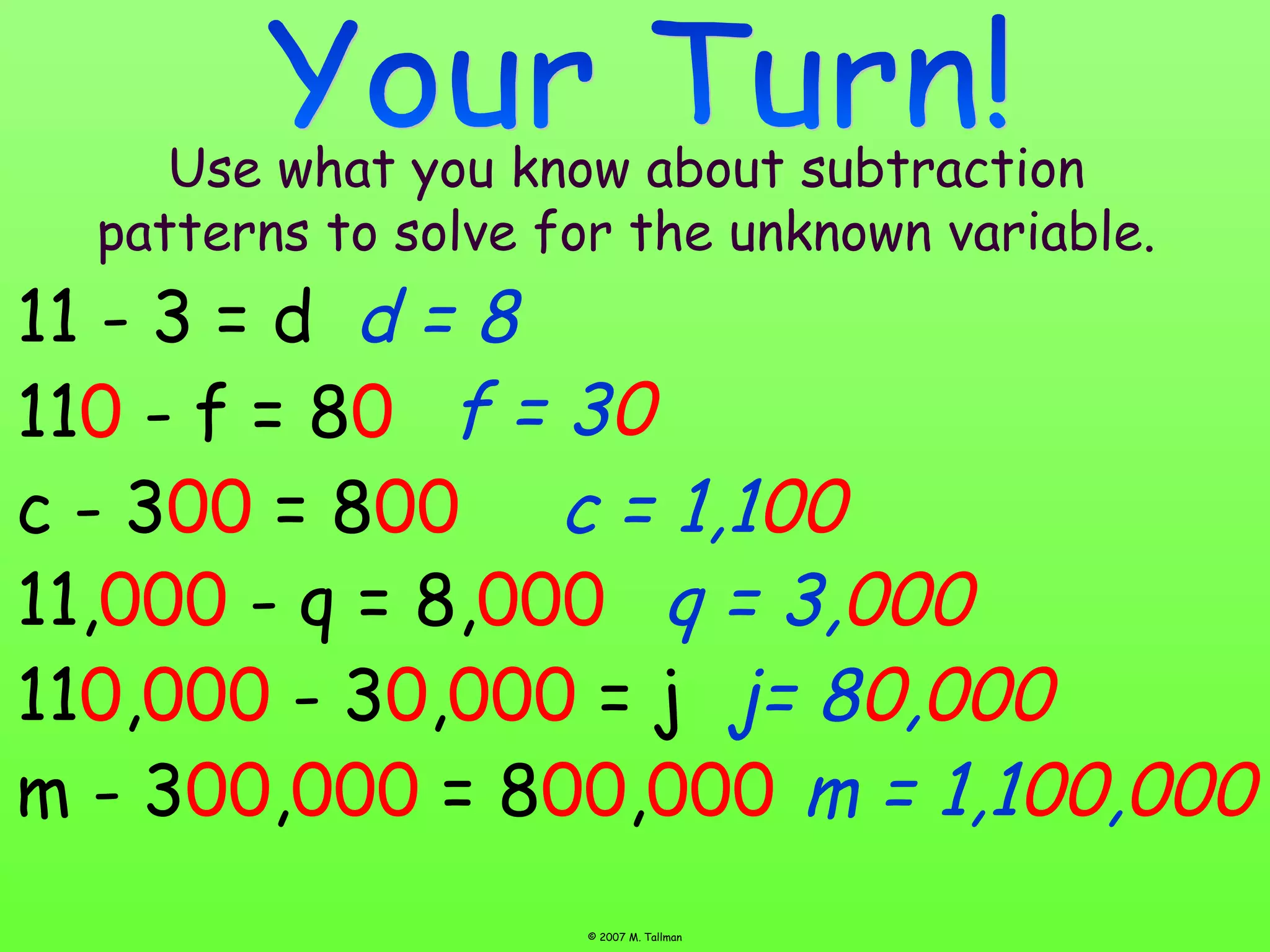 Subtraction patterns4th | PPT
