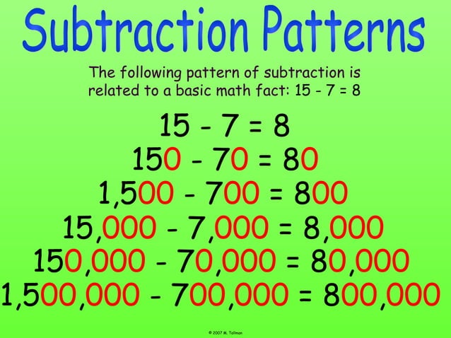 Subtraction patterns4th | PPT