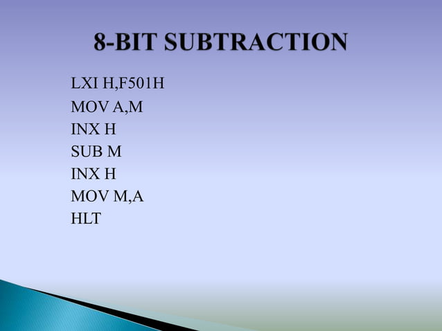 Subtraction programs in 8085 | PPT