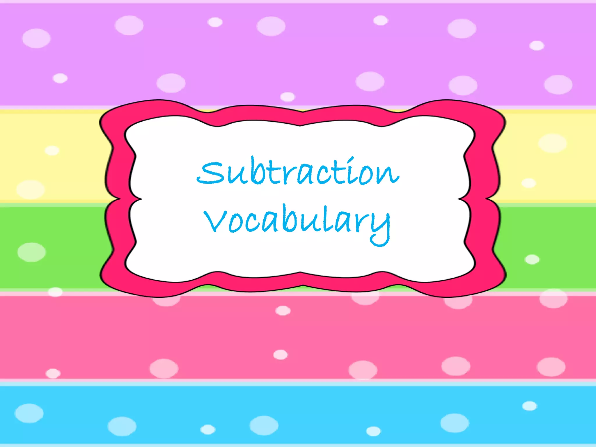 Subtraction vocabulary | PDF