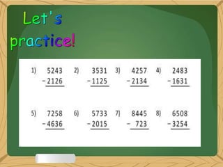 Subtraction without and with regrouping 3 4 digit numbers | PPTX