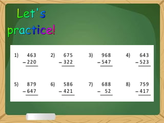 Subtraction without and with regrouping 3 4 digit numbers | PPTX