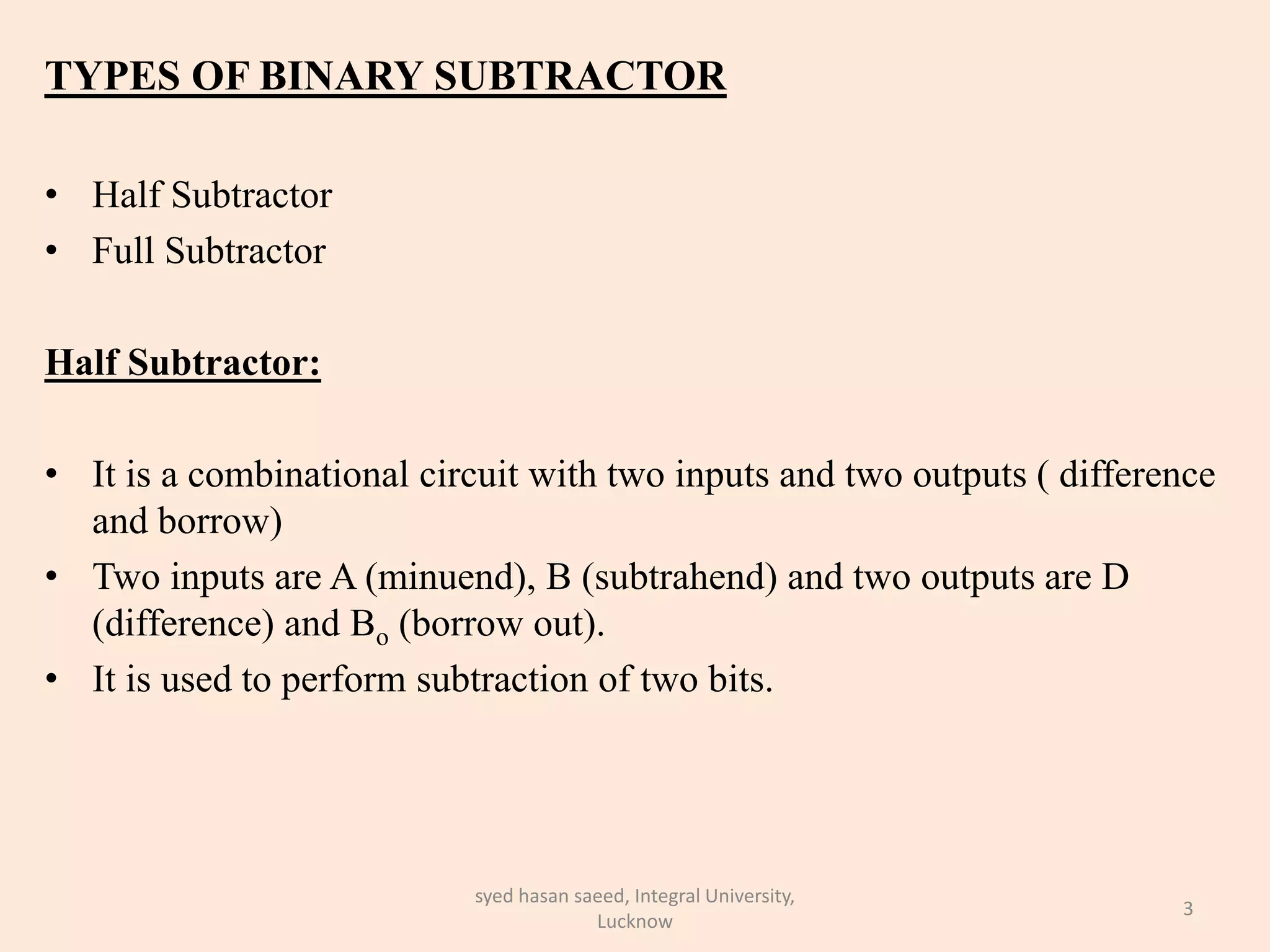Subtractor | PDF
