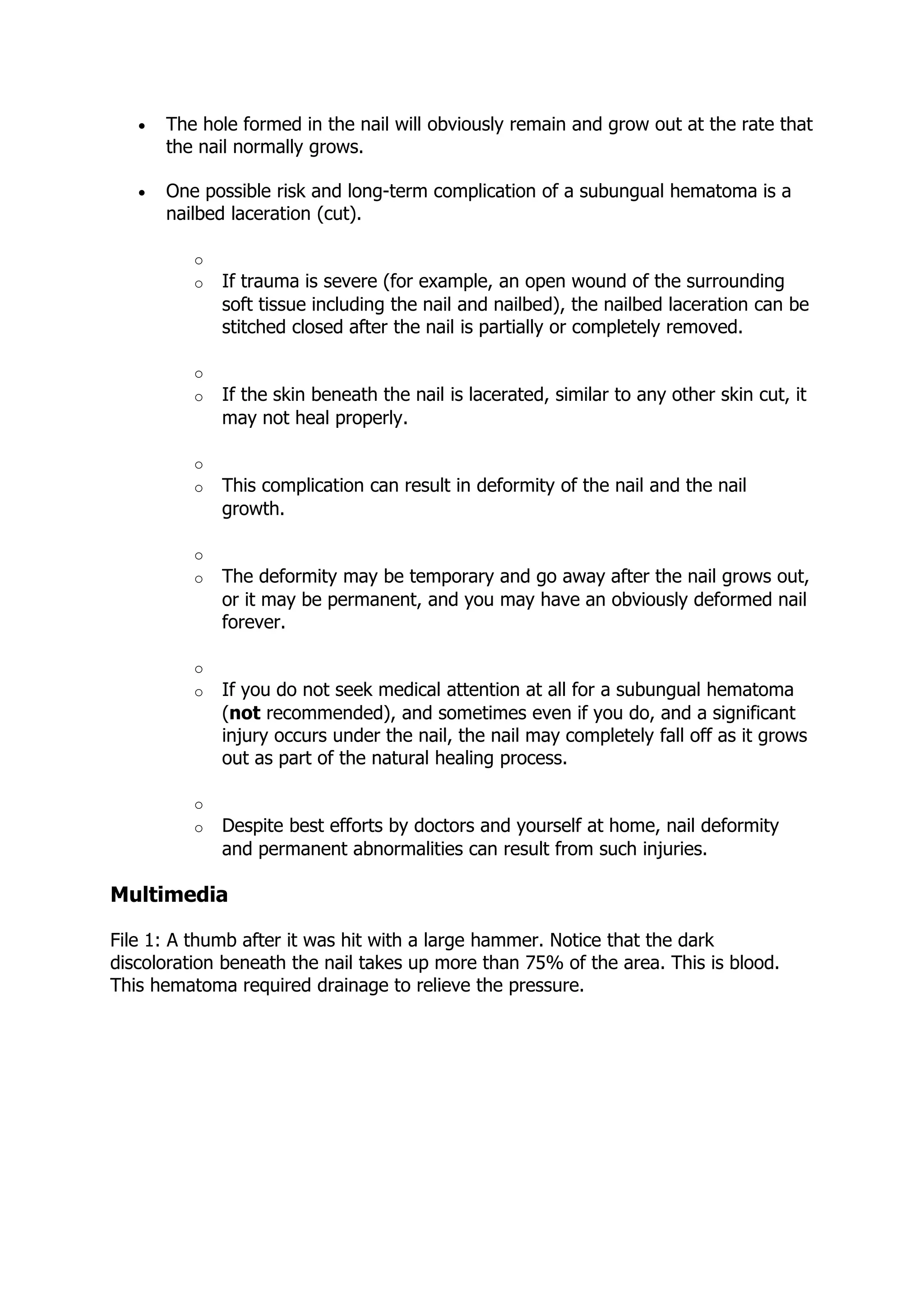 Subungual Hematoma | DOC | Death, Injury, or Military Conflict ...