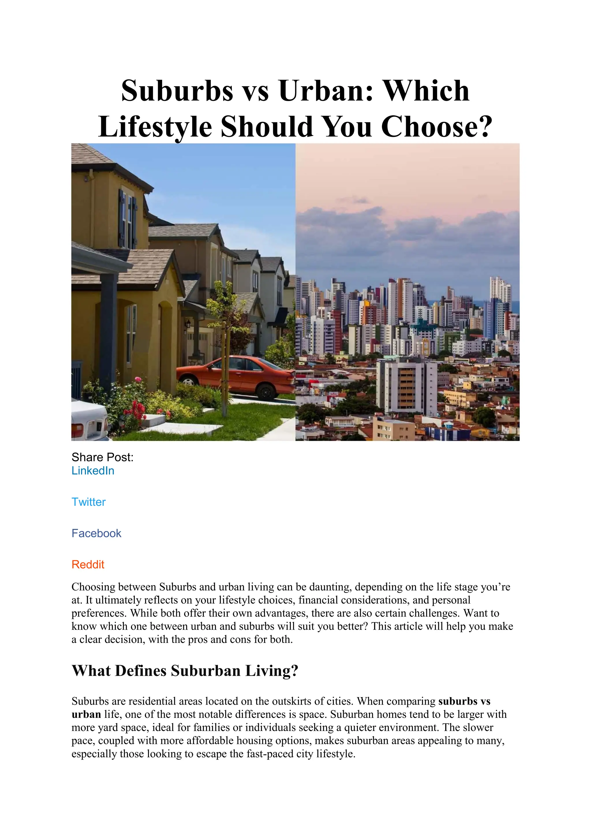 Suburbs vs Urban: Which Lifestyle Should You Choose? | Enterprise Wired ...
