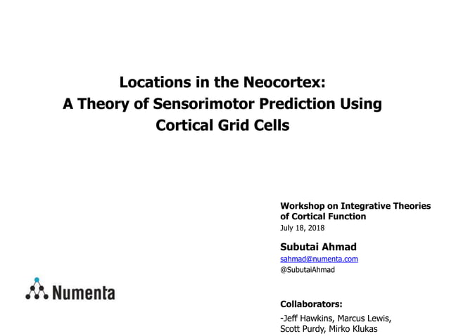 Locations in the Neocortex: A Theory of Sensorimotor Prediction Using Cortical Grid Cells | PPT