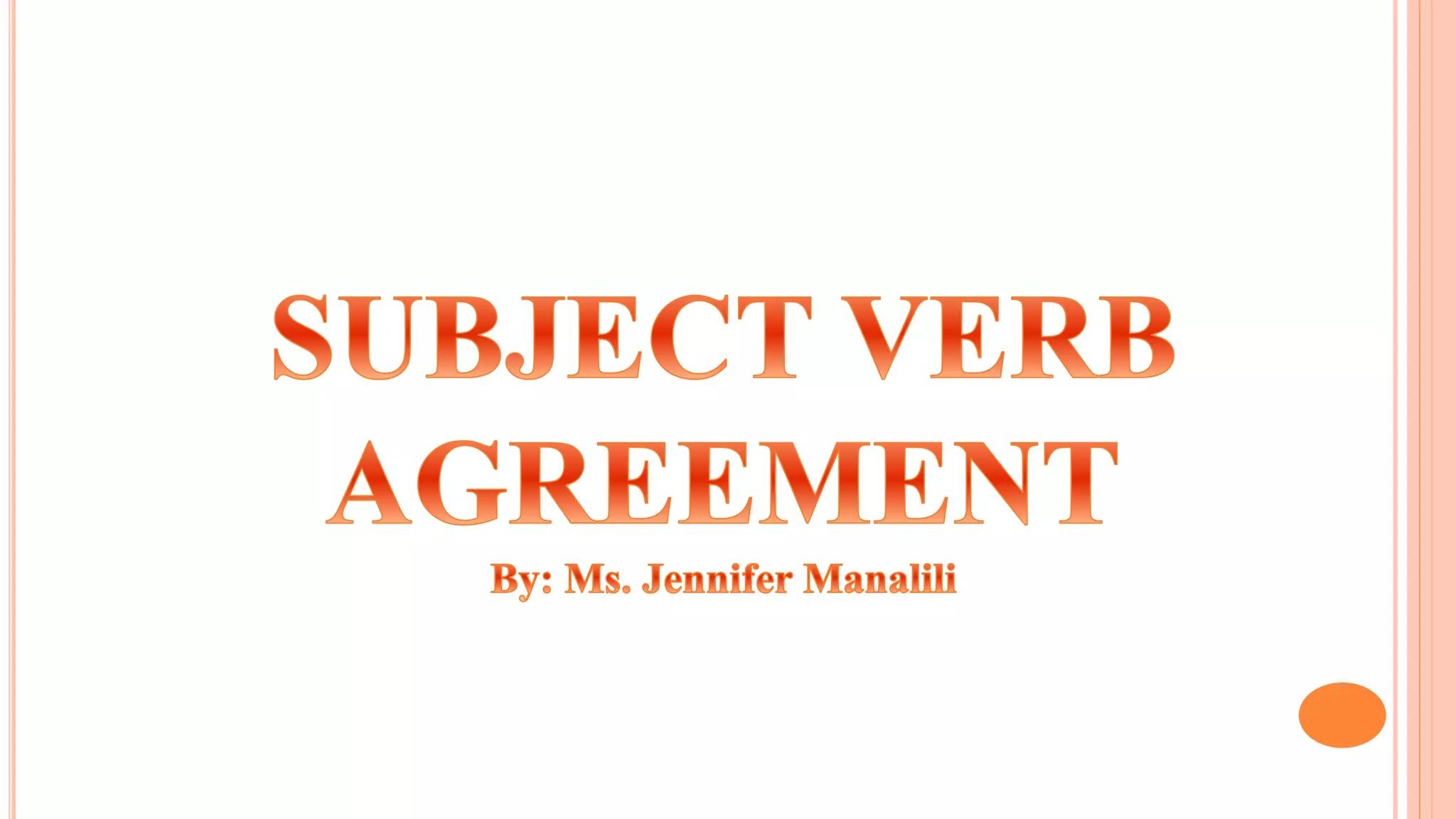 Subverb agreement | PPT