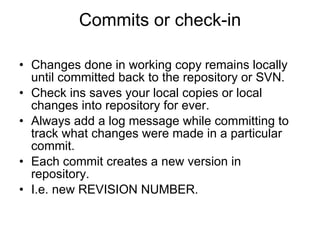 Subversion for beginners brief Information | PPT
