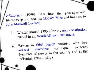 Disgrace novel by J.M. Coetzee | PPTX