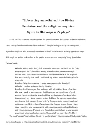 Subverting monotheism: the Divine Feminine and religious/magician ...